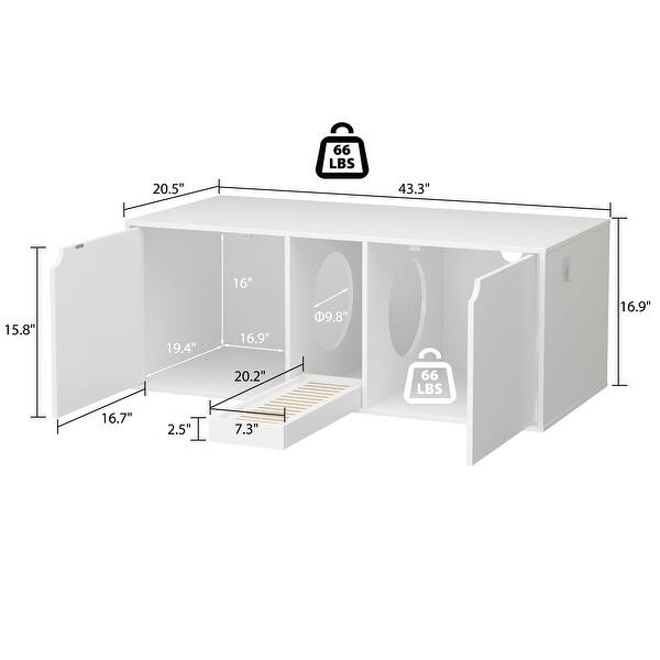 Dual-Compartment Cat Litter Box Enclosure Multi-Functional Furniture ...