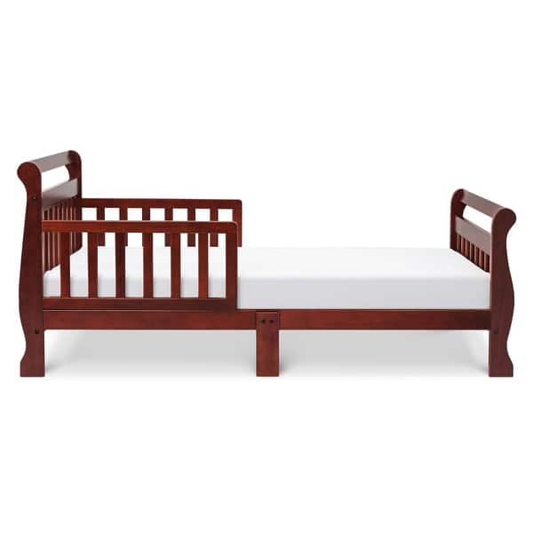 Cherry Modern Slatted Guard Rails Toddler Sleigh Bed - Bed Bath ...