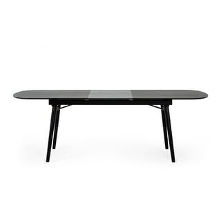 71" Black Rectangular Manufactured Wood Butterfly Leaf Dining Table ...