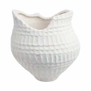Sagebrook Home Callan 3D Printed Porcelain Vase, Ivory - Bed Bath ...