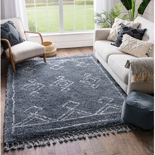 Well Woven Chloe Verdant Tribal Diamond Pattern Shag Area Rug - Bed ...