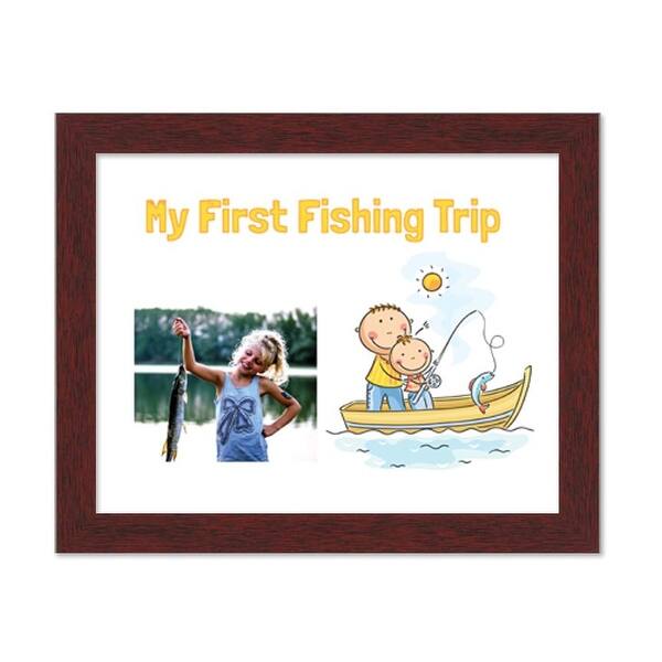 Child's First Fishing Trip Frame Brown Wood Frame with Fishing Theme ...