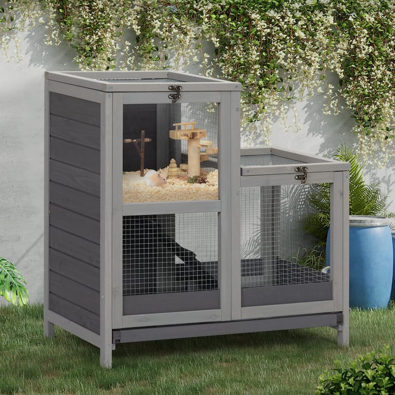 Indoor/Ourdoor Double Hamster Cage with Runway With Pull Out Tray - Bed ...