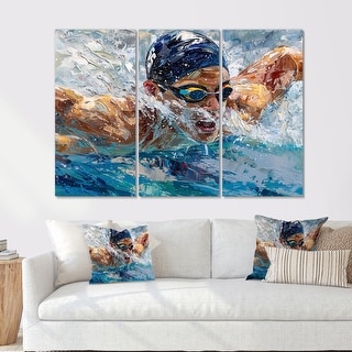 Designart "Swimming Competition at the Olympics I" Swimming Metal Set ...