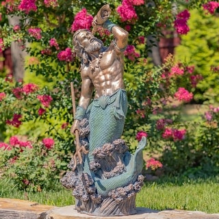 52 Inch Tall Magnesium Merman Garden Statue "Peter" - Bed Bath & Beyond ...