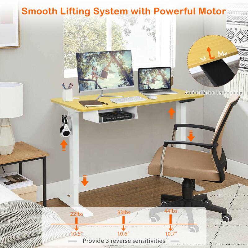 48''Electric Standing Desk Height Adjustable w/Control Panel& USB Port ...