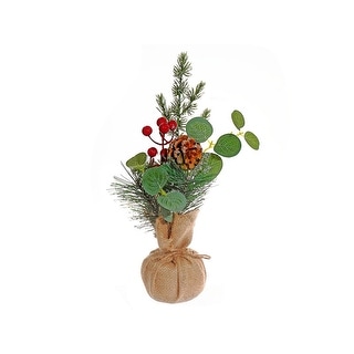 Pine Needle Arrangement In Burlap Pot (S) - Set of 2 - Multi - Bed Bath ...