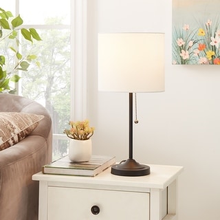 HomeRoots 18" Black Metal Bedside Table Lamp With Black Cone Shade ...