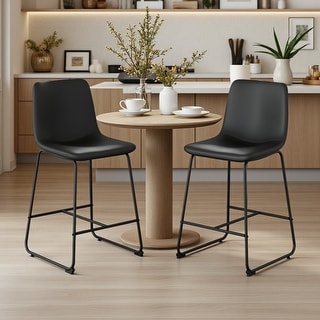 Retro Suede Bar Chairs Set of 2 with Iron Footrest and Sturdy Legs ...