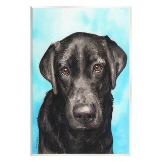Stupell Black Lab Portrait on Blue Wall Plaque Art Design By ...