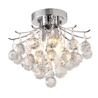 Chrome Metal Frame Flush Mount with Clear Crystal - Bed Bath & Beyond ...