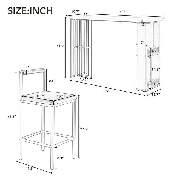 7-Piece Multi-Functional Modern Counter Height Dining Bar Table Set ...