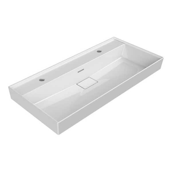 Nameeks Sharp Trough Ceramic Wall Mounted or Drop In Sink - Bed Bath ...
