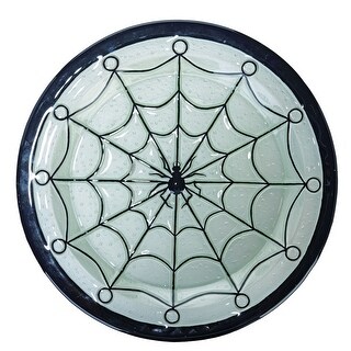 Transpac Glass 14 in. White Halloween Spider Web Platter - Bed Bath ...