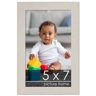5x7 Traditional White Washed Complete Wood Picture Frame with UV ...