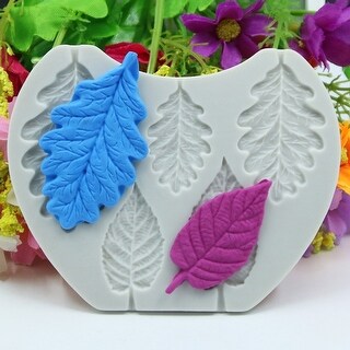 5 Cavity Silicone Leaf Shape Cake Mould Sugar Cookie Pudding Decor ...