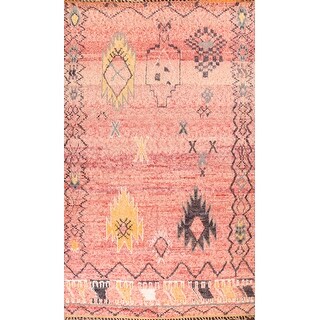 Moroccan Coral Area Rug Hand-Knotted Wool Carpet - 9'0"x 12'9" - Bed ...
