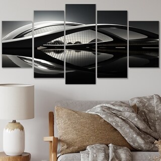 Designart "Grey Bridge Steel Symphony Charcoal II" Architecture Metal ...