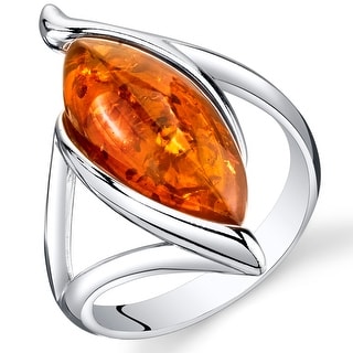 Amber Elliptical Shape Ring in Sterling Silver - Bed Bath & Beyond ...