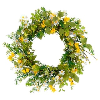 Puleo International 24" Artificial Daisy Floral Spring Door Wreath ...