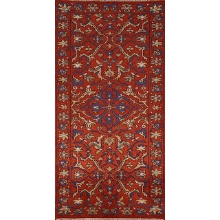 All-Over Orange Kazak Oriental Foyer Rug Hand-Knotted Wool Carpet - 2'6 ...
