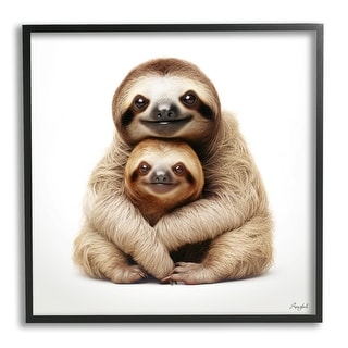Stupell Sloth & Baby Smiling Framed Giclee Art Design by Roozbeh - Bed ...