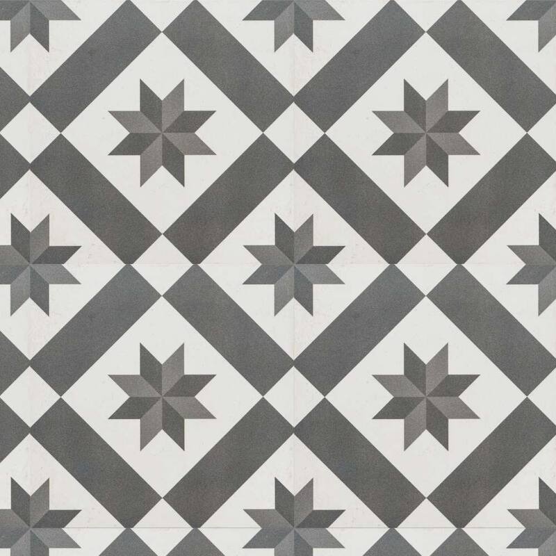 Astral 10x10 Grey Star Matte Porcelain Encaustic Tile - Floor & Wall ...