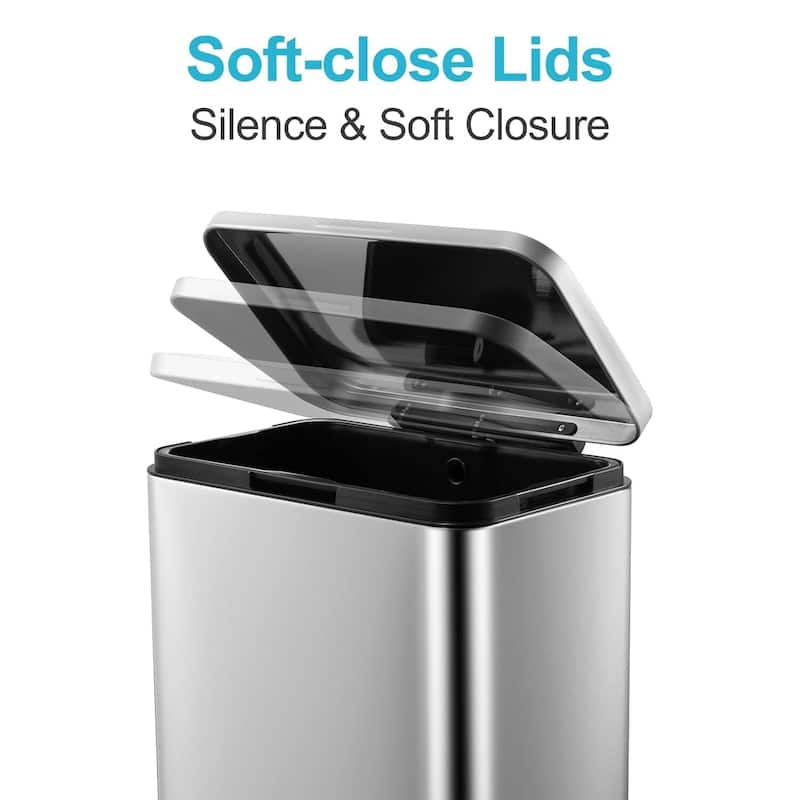 13.2 Gallon Stainless Steel Step Trash Can, Garbage Bin - Overstock ...