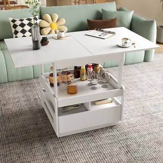3 in 1 Deformed Center Table with Lift-Top and Drawer, Convertible End ...