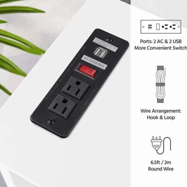 2-Tier Wood Console Table Power Outlets Entryway Hallway Living Room ...