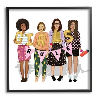 Stupell Girls Rule Inspirational Framed Giclee Art Design by Saba Rauf ...