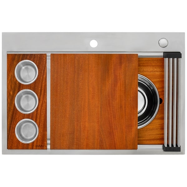 Ruvati 33-inch Workstation Two-Tiered Ledge Kitchen Sink Drop-in ...