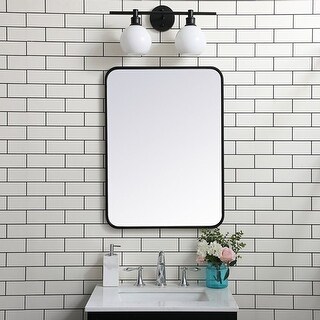 22"x30" Soft Corner Metal Rectangular Mirror Black - Bed Bath & Beyond ...