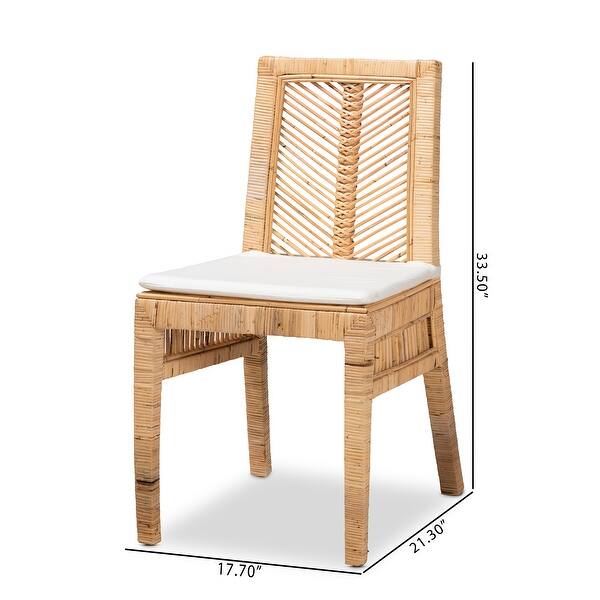 Suci Modern Bohemian Natural Brown Rattan 2-Piece Dining Chair Set ...