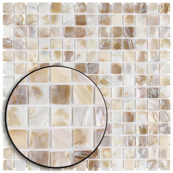 Merola Tile Conchella Square Natural 12" x 12" Natural Shell Wall Tile ...