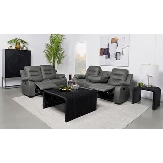 Kenneth Dark Grey 2-Piece Upholstered Motion Reclining Sofa Set - Bed ...