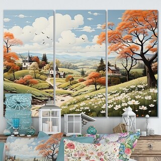 Designart "Countryside Early Spring Landscape I" Landscapes Canvas ...