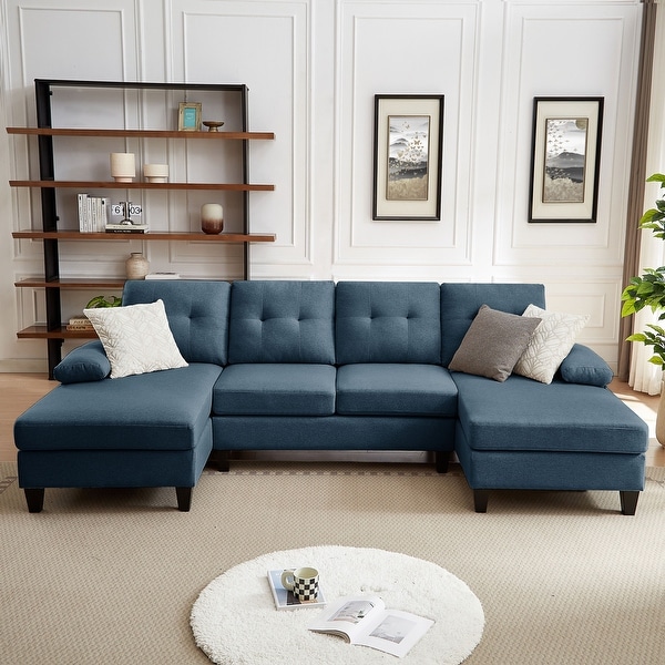 4 Seat U Shaped Sectional Sofa Couch with Double Chaise for Living Room On Sale Bed Bath Beyond 40491293