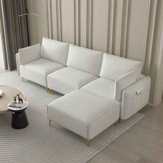 108.6" Sleeper Sofa, Multiple Pillow, Recessed Arm, Ottoman Included ...