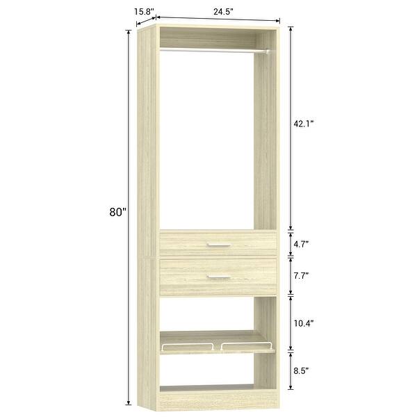 25'' W Freestanding Closet System with 2 Wooden Drawers and Adjustable ...