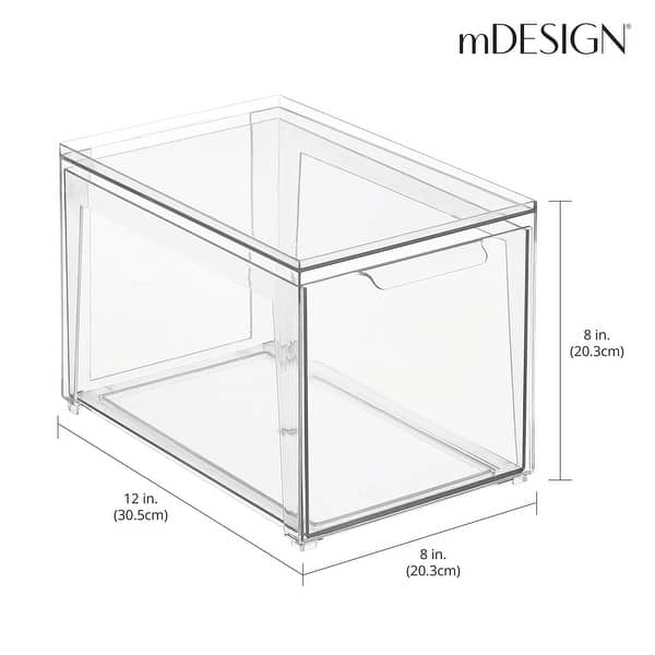 mDesign Stackable Closet Storage Bin Box with Pull-Out Drawer - Clear ...