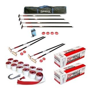 Zipwall 10-Feet ZipPole Set (8-Pack) w/ Zipper (12-Pk) & Dust Barrier ...