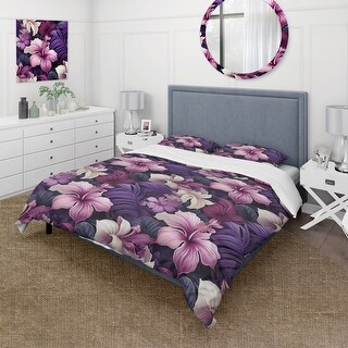 Designart "Twilight Tropics Tropical Pattern" Floral Bedding Cover Set ...