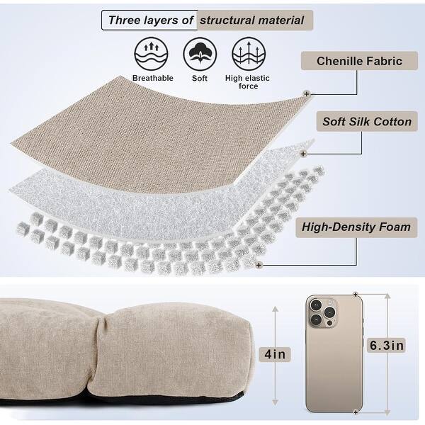 36 Inch Chenille Bench Cushion with High-Density Memory Foam, Non-Slip ...
