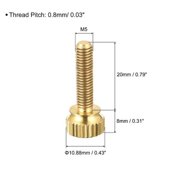 5Pcs Knurled Thumb Screws, M5x20mm Brass Shoulder Bolts Stepped Grip ...
