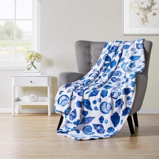 Coastal Blue Shells 50" x 70" Nautical Throw - Bed Bath & Beyond - 34416471