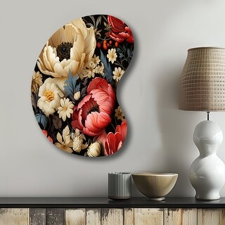 Designart - Red And Beige Elegant Poppy Blossum Field - Floral Metal ...