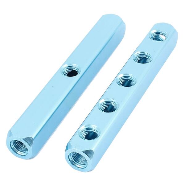 1/4BSP Thread 5 Way 8 Ports Air Pneumatic Aluminum Manifold Block ...