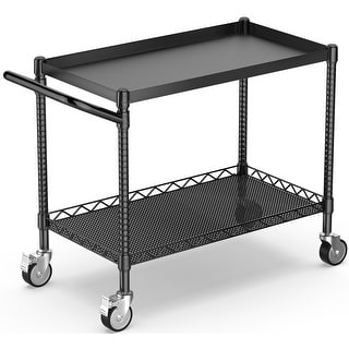 2 Tier Utility Cart with Wheels, NSF Listed 900LBS Commercial Grade ...