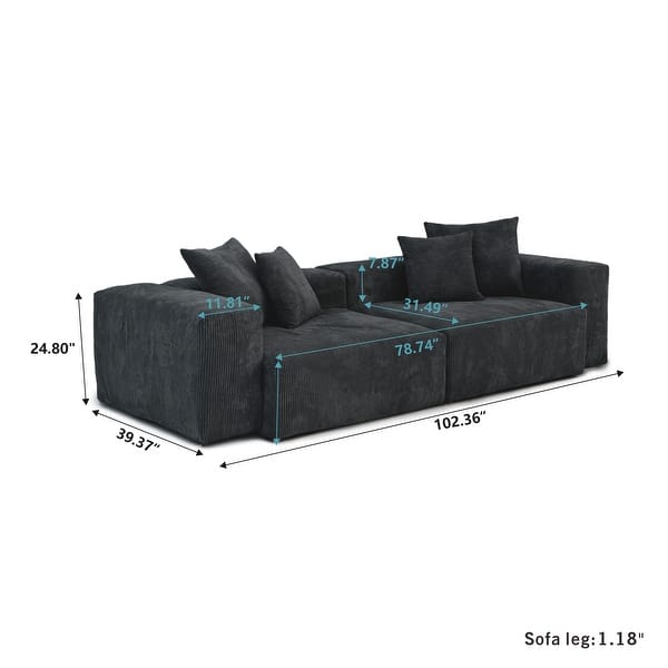 102" Oversized Corduroy Sectional Sofa Modern Wide Couch - Bed Bath ...